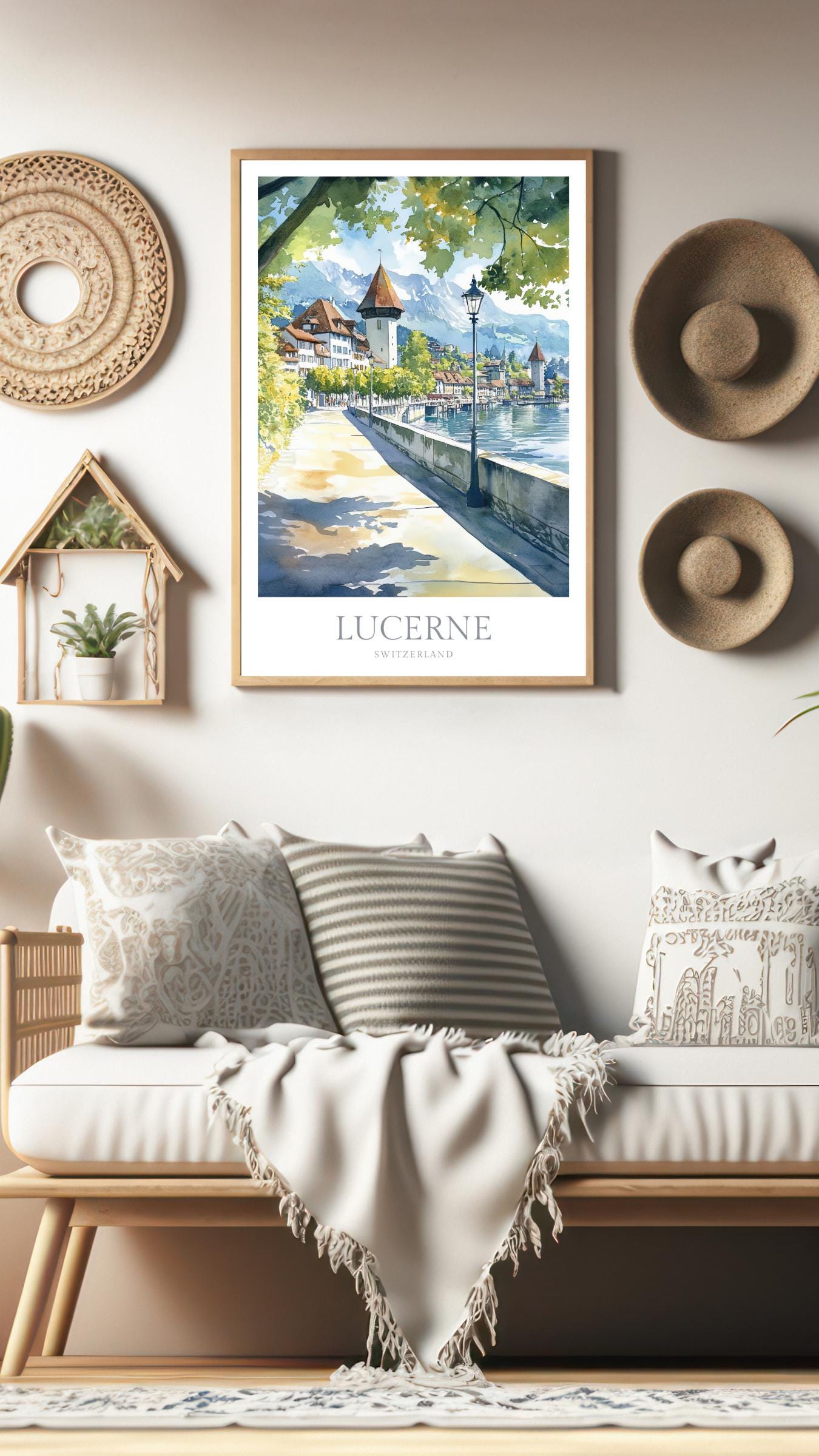 Lucerne Switzerland Watercolor Poster Lucerne Digital Download ...