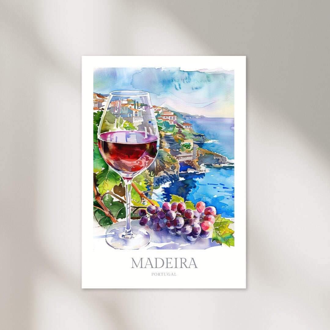 Madeira Watercolor Poster Digital Download Madeira Printable Wall Decor ...