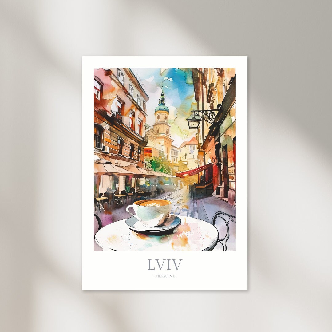 Lviv Ukraine Watercolor Poster Digital Download Lviv Printable Wall Art ...