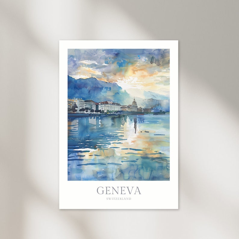 Geneva Switzerland Watercolor Poster Geneva Digital Download Printable ...