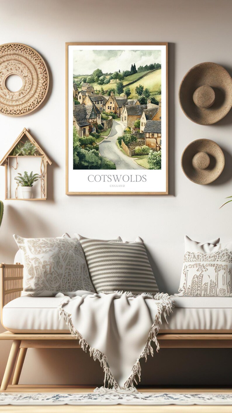 Cotswolds Village Watercolor Print, England Wall Art (digital Download ...