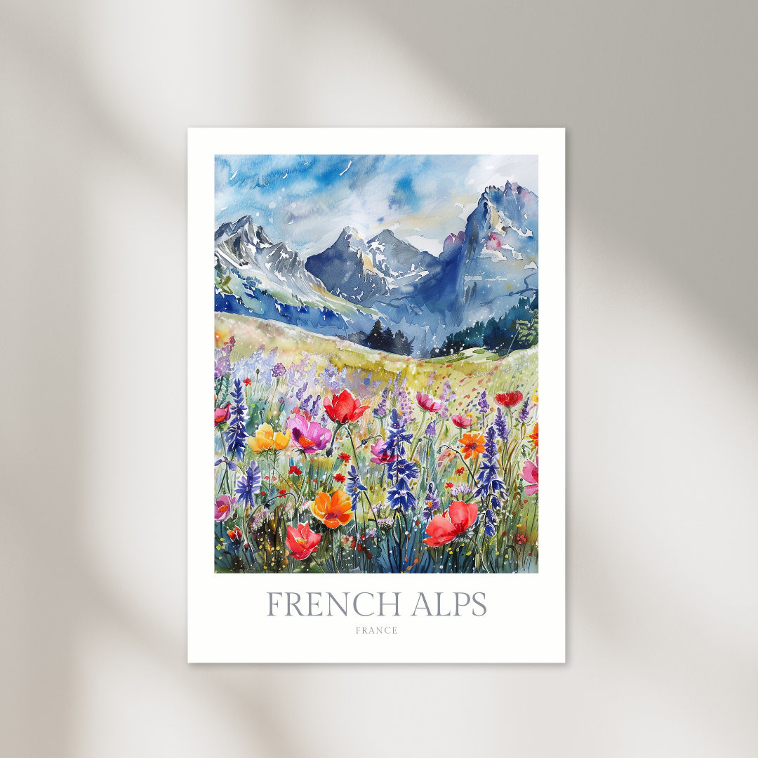 French Alps Watercolor Poster Digital Download Mont Blanc Printable ...