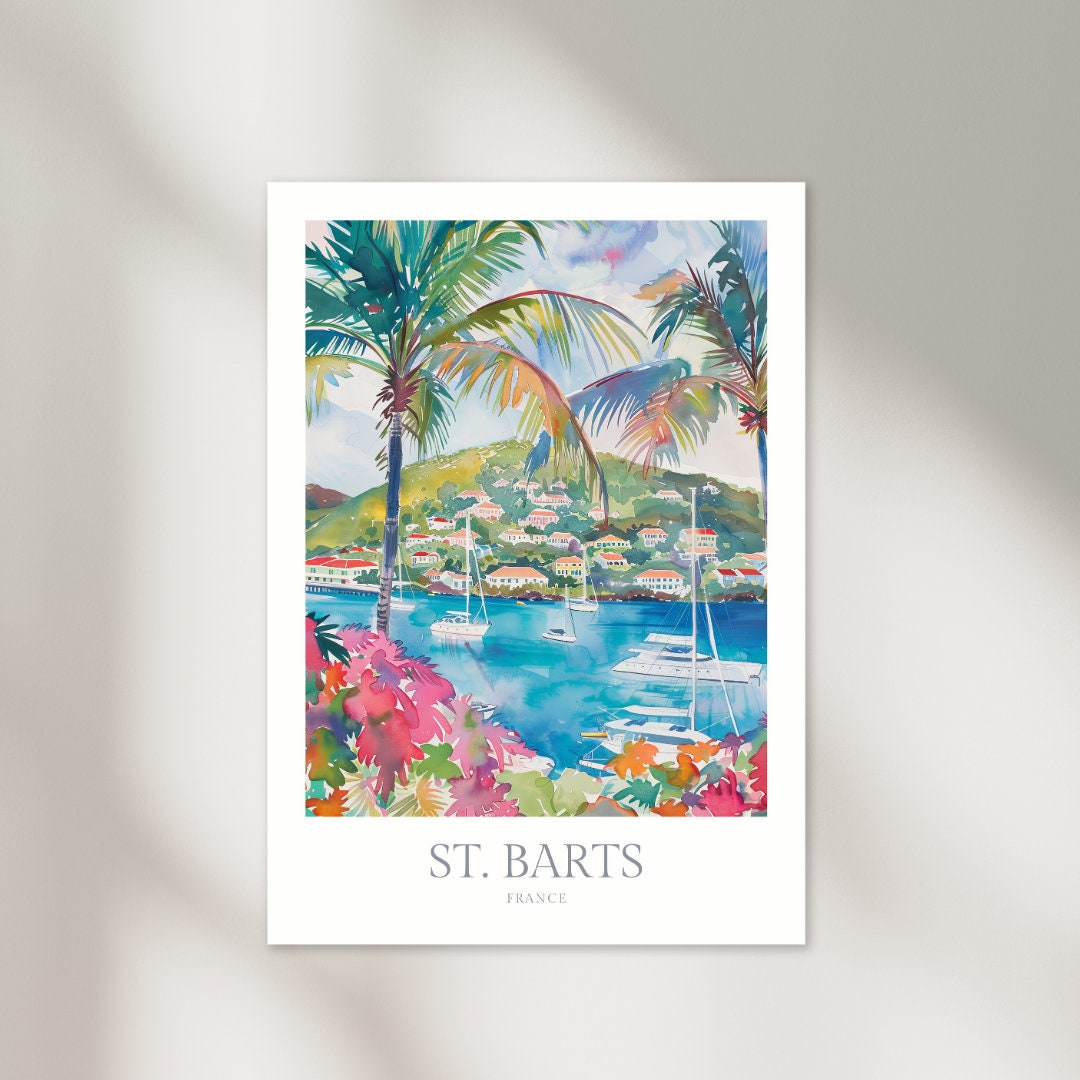 St Barts France Watercolor Poster Digital Download St Barth Printable ...