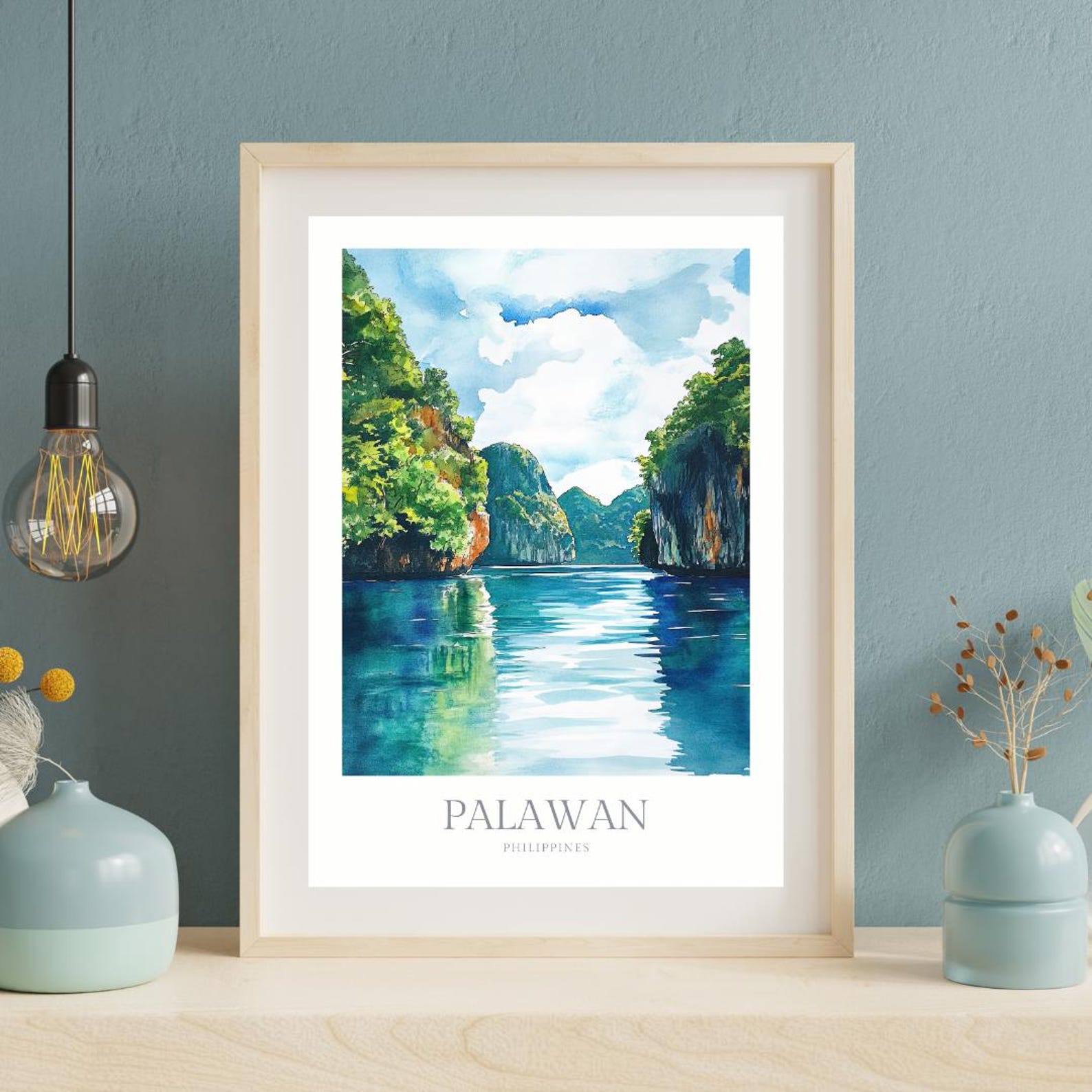 Palawan Philippines Watercolor Print, Island Home Decor (digital ...