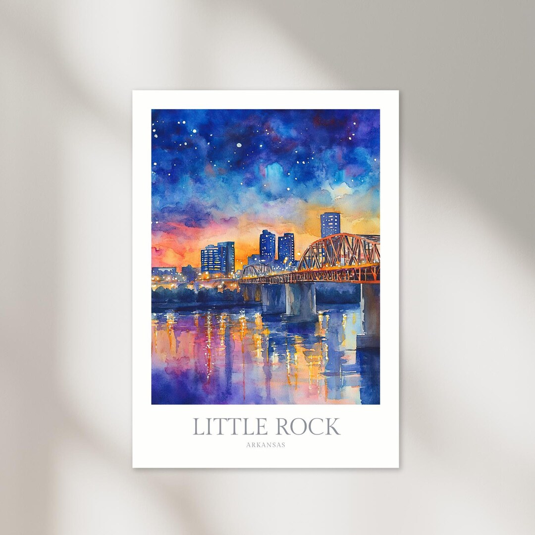 Little Rock Arkansas Watercolor Poster Digital Download Little Rock ...
