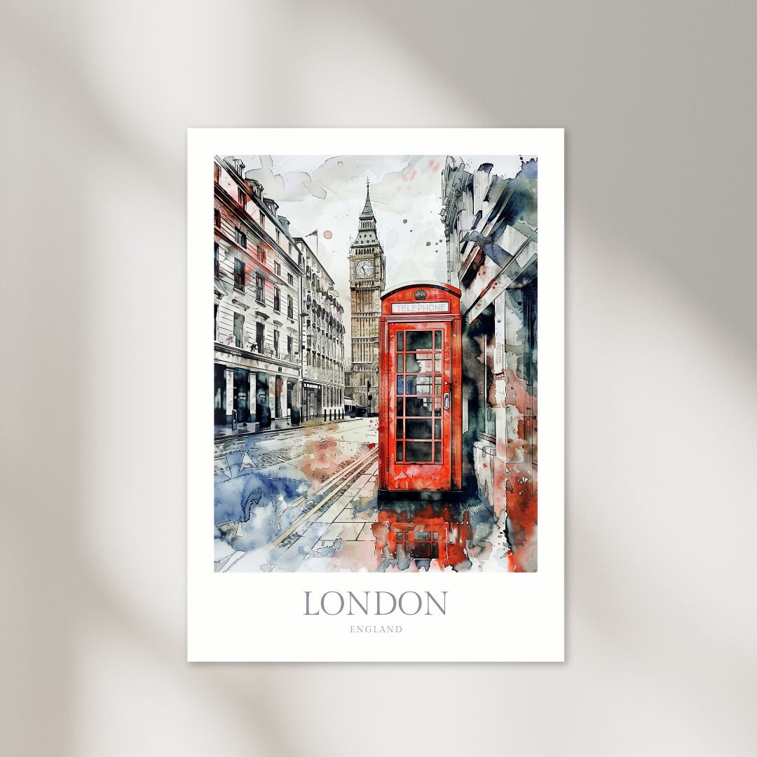 London England Watercolor Poster Digital Download London Printable Wall ...
