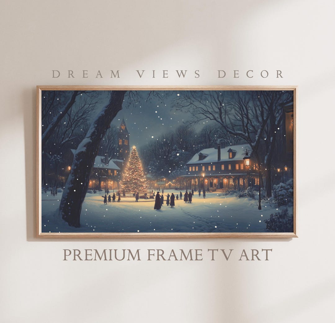 Christmas Frame Tv Art Cozy Christmas Tree Painting Digital Download ...