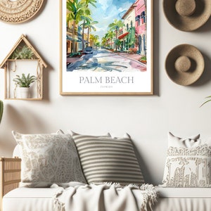 Palm Beach Florida Watercolor Poster Digital Download Printable Wall ...