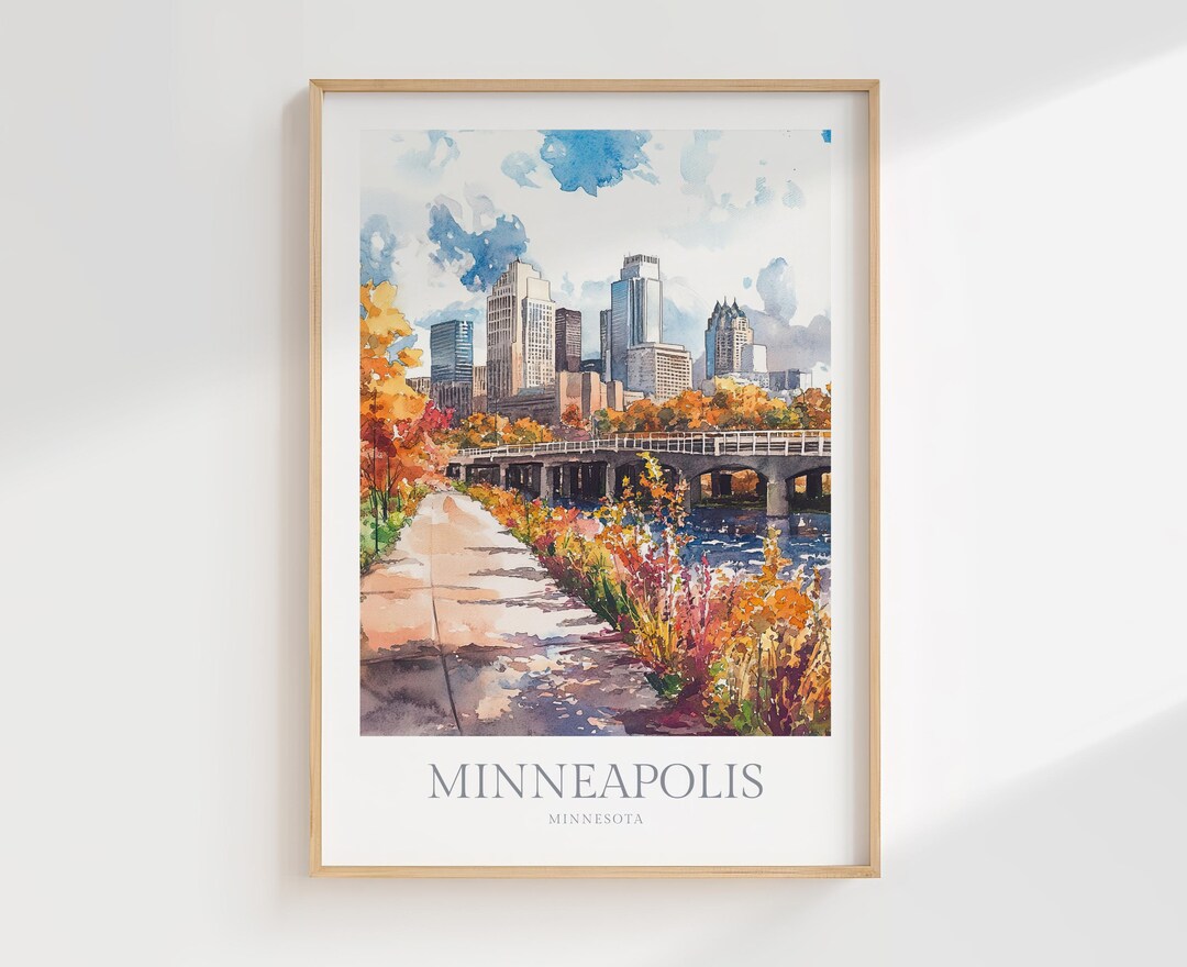 Minneapolis Minnesota Watercolor Skyline Print (digital Download) - Etsy