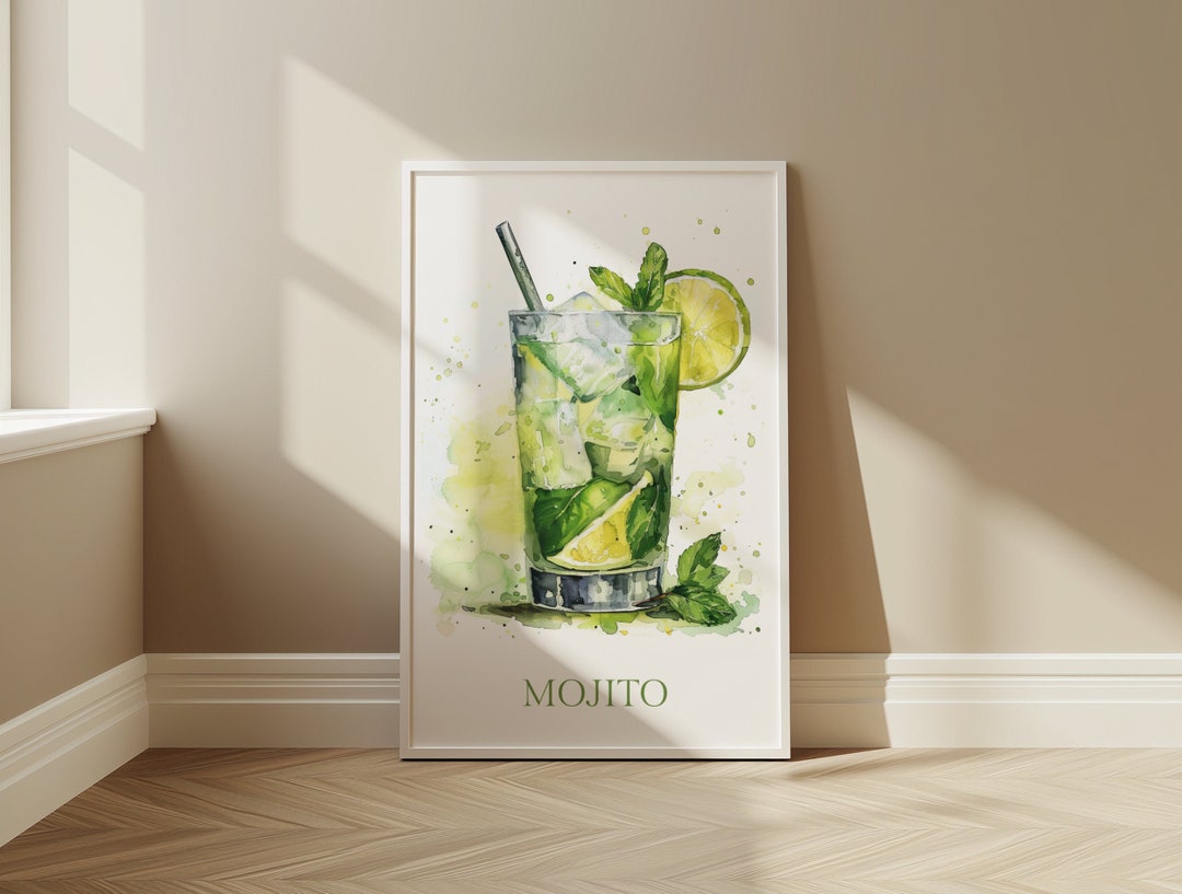 Mojito Watercolor Painting Digital Download Printable Wall Art Mojito ...