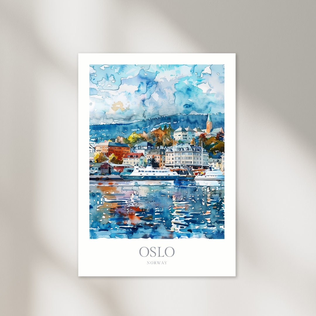 Oslo Norway Watercolor Poster Digital Download Printable Wall Art Decor ...