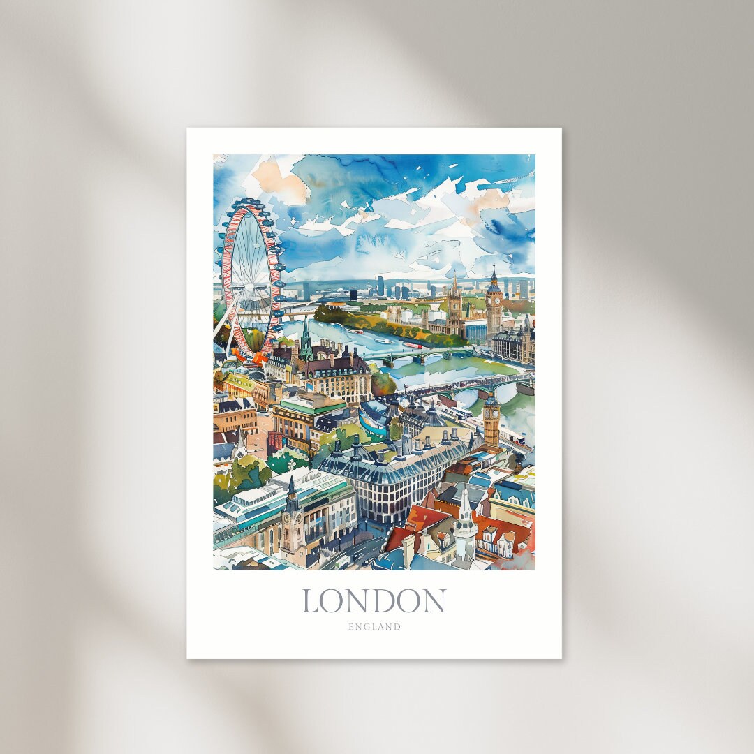 London England Watercolor Poster Digital Download London City View ...