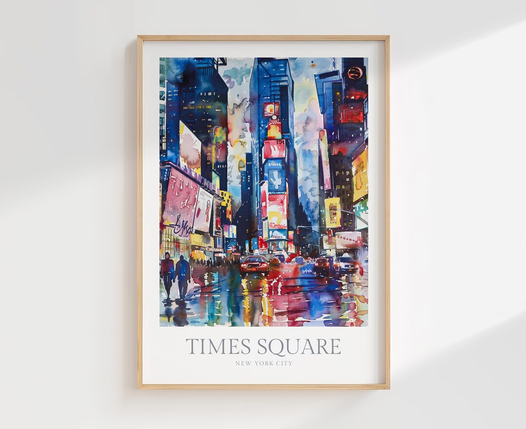 Times Square New York City Watercolor Poster Digital Download Printable ...