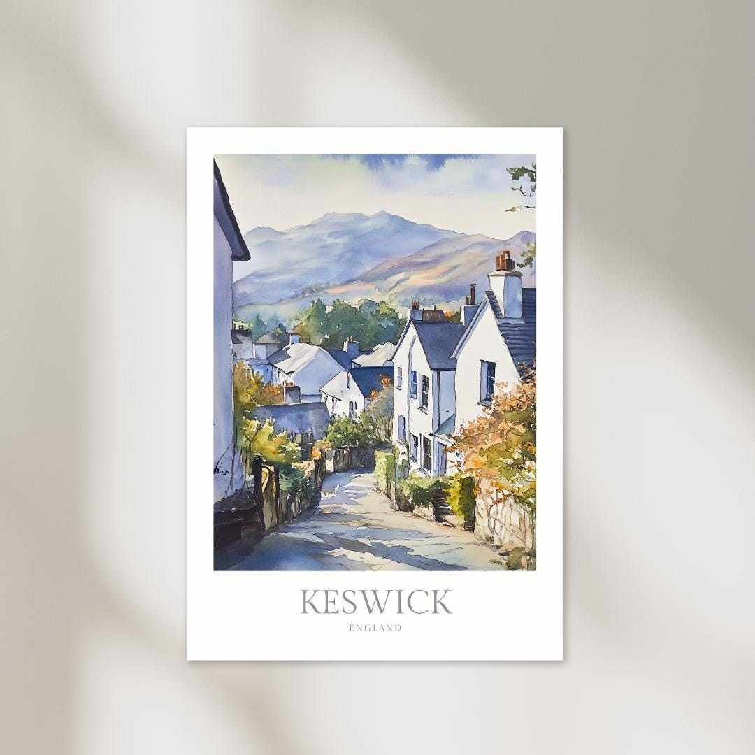Keswick Cumbria England Watercolor Poster Digital Download Keswick ...