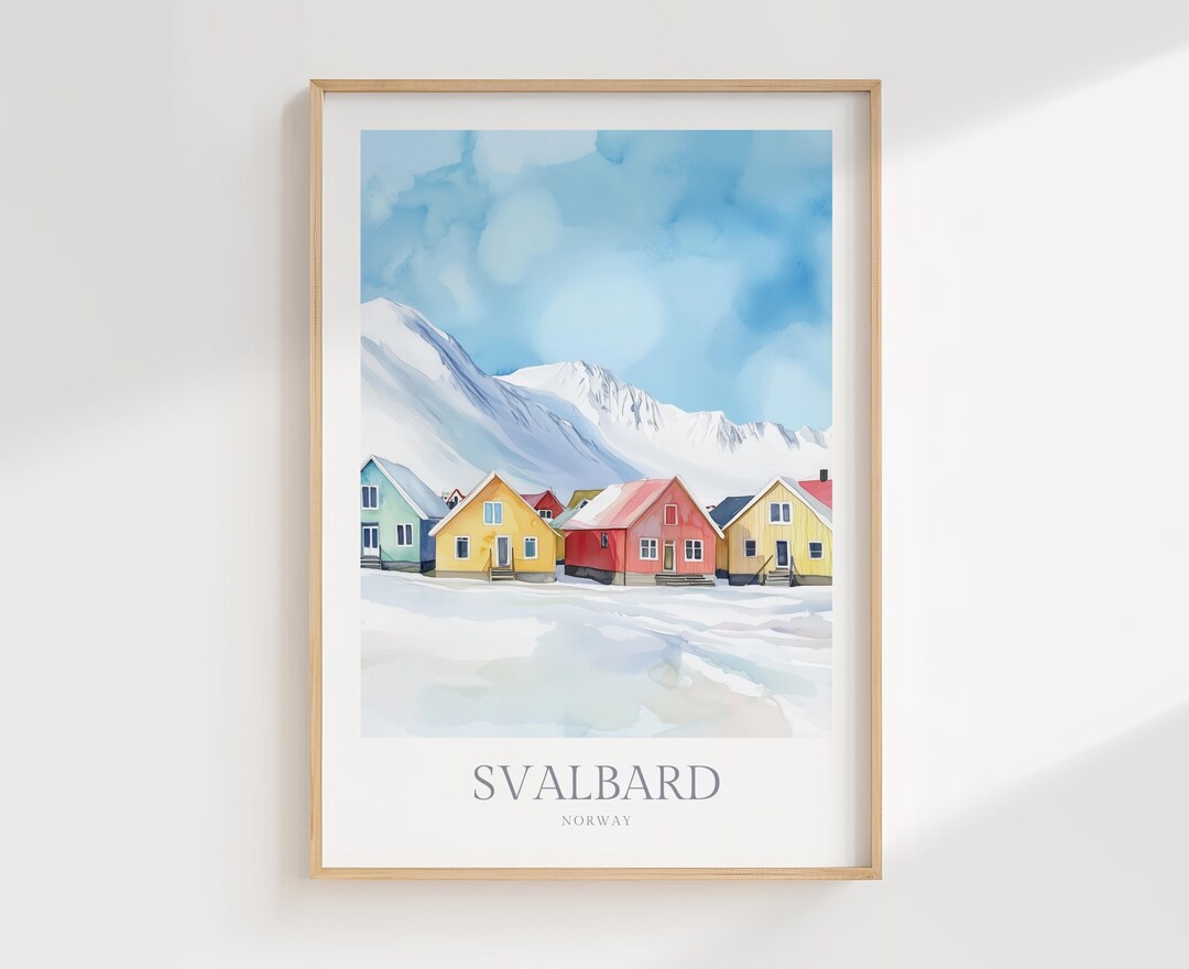 Svalbard Norway Watercolor Print, Longyearbyen Art (digital Download ...