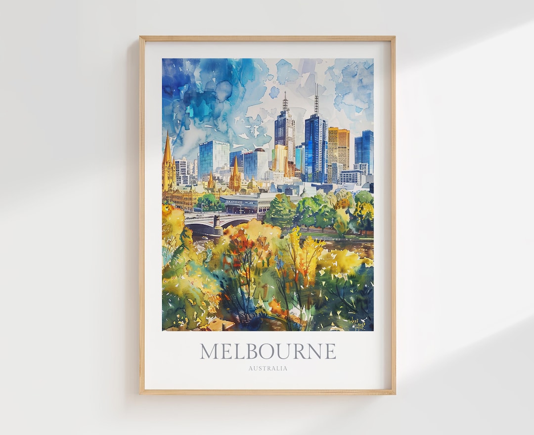 Melbourne Australia Watercolor Poster Digital Download Melbourne ...