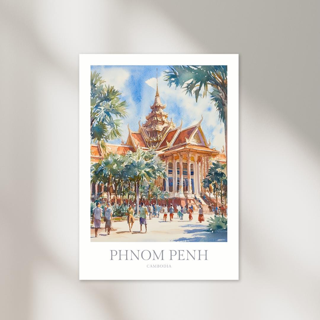 Phnom Penh Cambodia Watercolor Poster Digital Download Phnom Penh ...