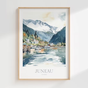 Juneau Alaska Watercolor Poster Digital Download Juneau Digital Poster ...