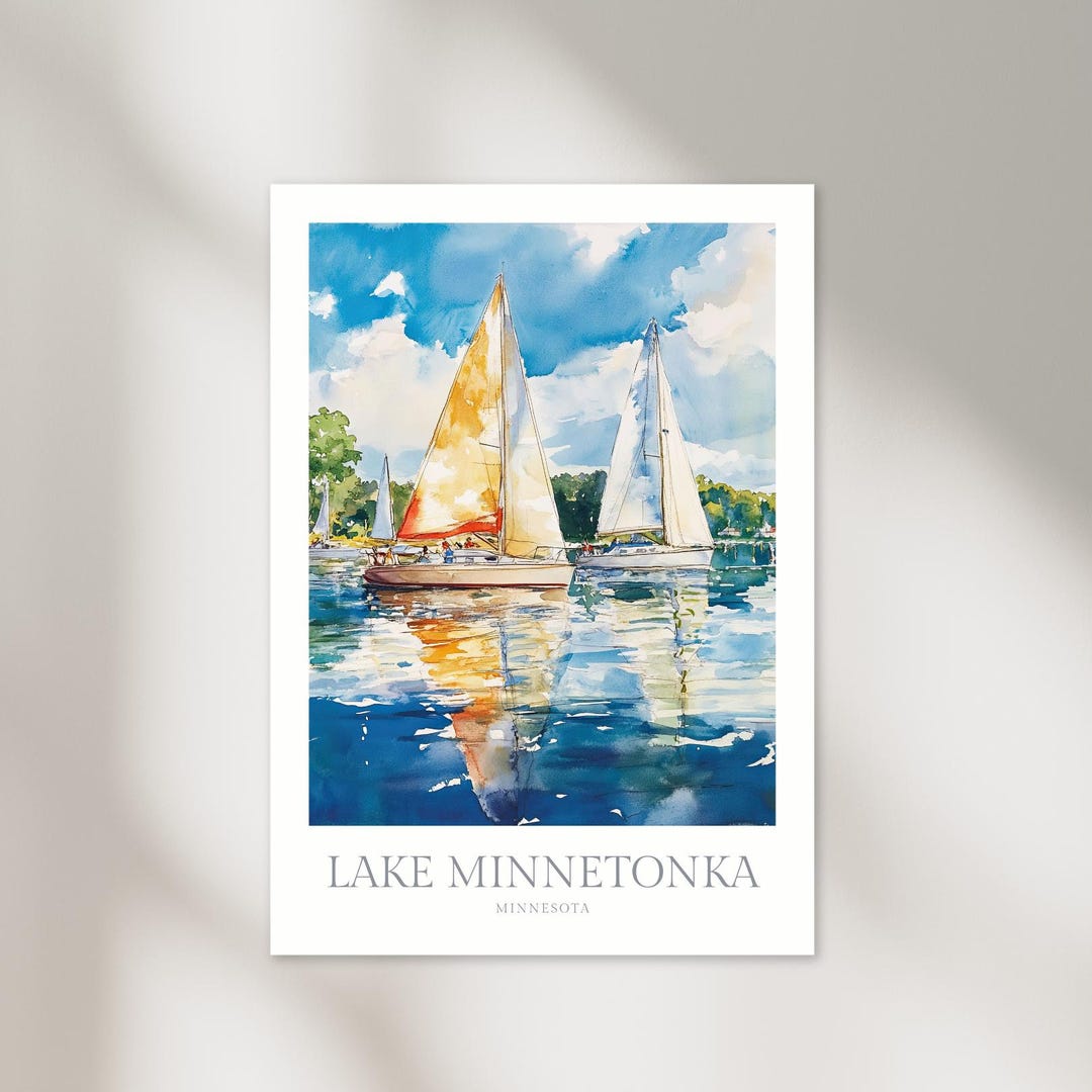 Lake Minnetonka Minnesota Watercolor Poster Digital Download Lake ...