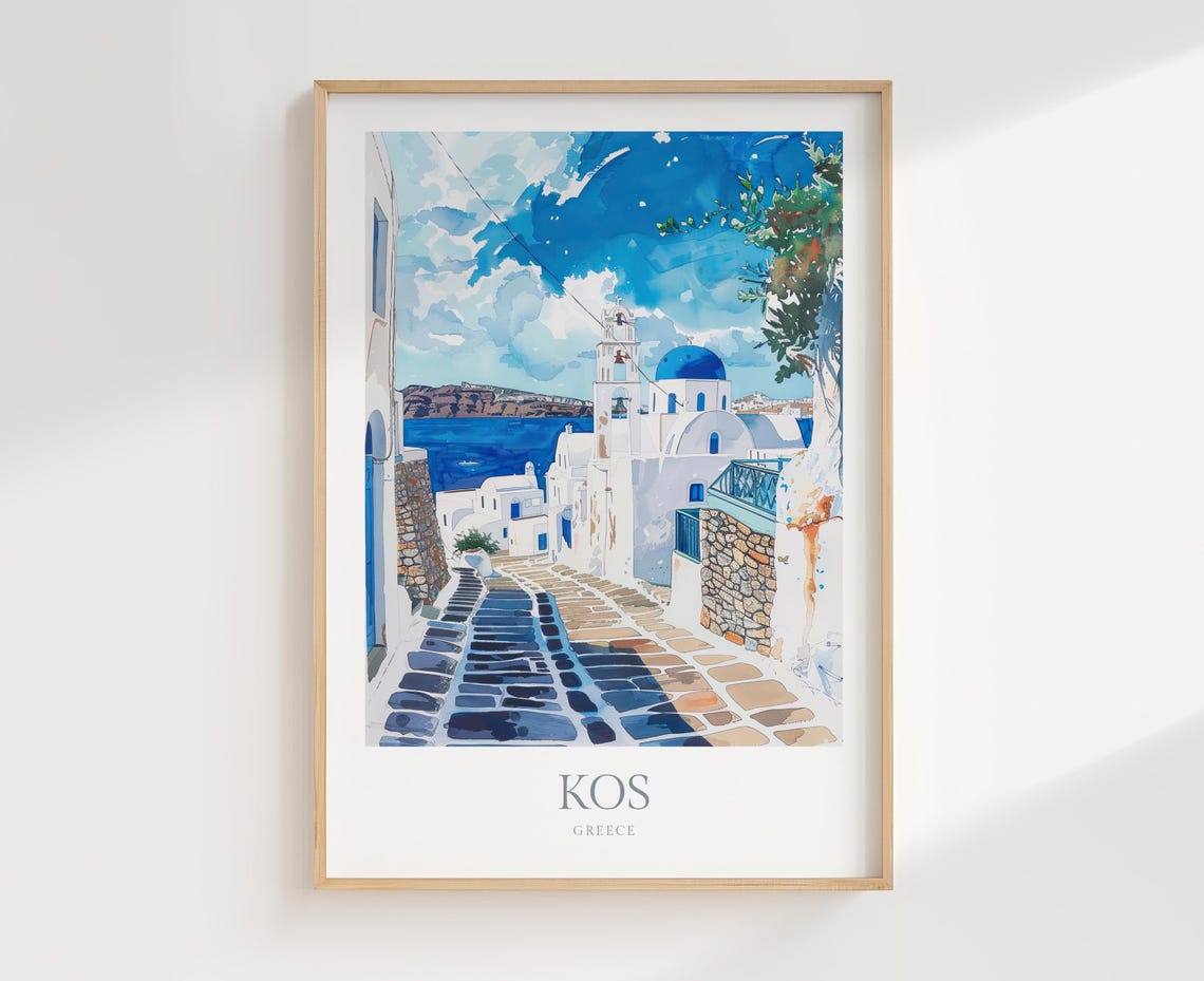 Kos Greece Watercolor Poster Digital Download Kos Printable Wall Art ...