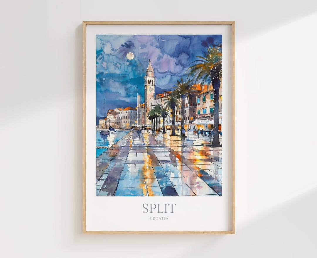 Split Croatia Watercolor Poster Digital Download Croatia Printable Wall ...