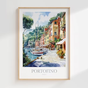 Portofino Print Italy Watercolor Poster Digital Download Printable Art ...