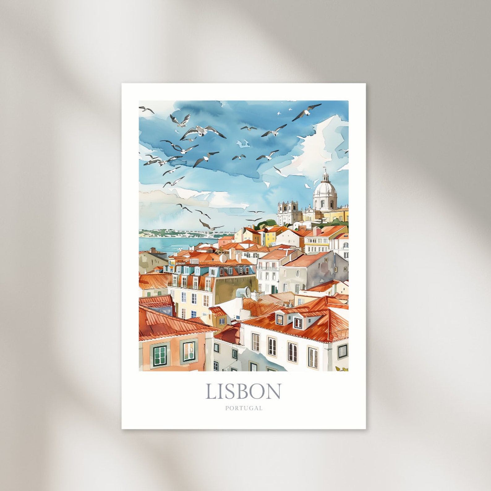 Lisbon Watercolor Poster Digital Download Printable Wall Decor Lisbon ...