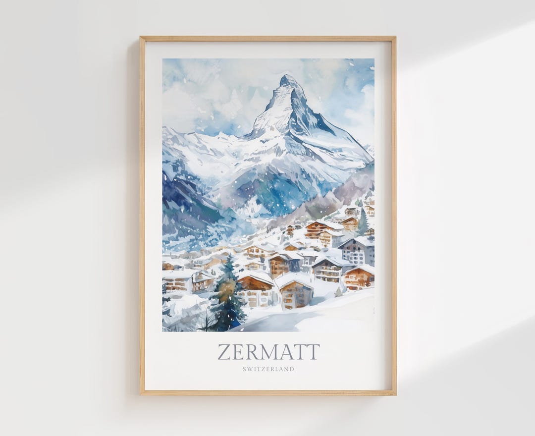 Zermatt Print Switzerland Watercolor Poster Zermatt Poster Digital ...