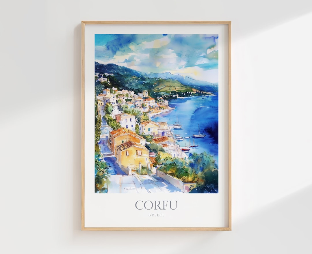 Corfu Print Greece Watercolor Poster Digital Download Corfu Printable ...