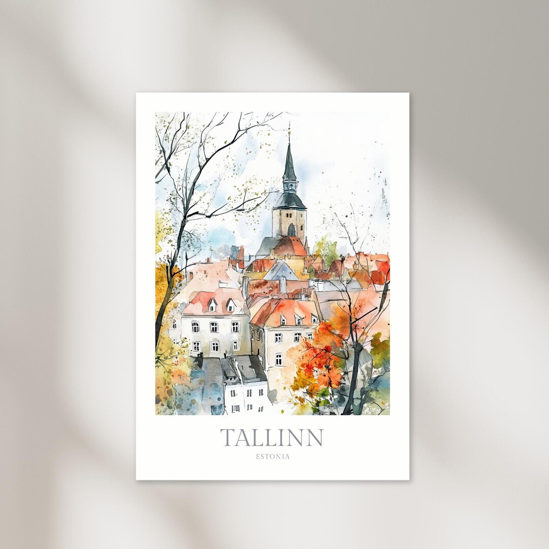 Tallinn Estonia Watercolor Poster Digital Download Tallinn Printable ...