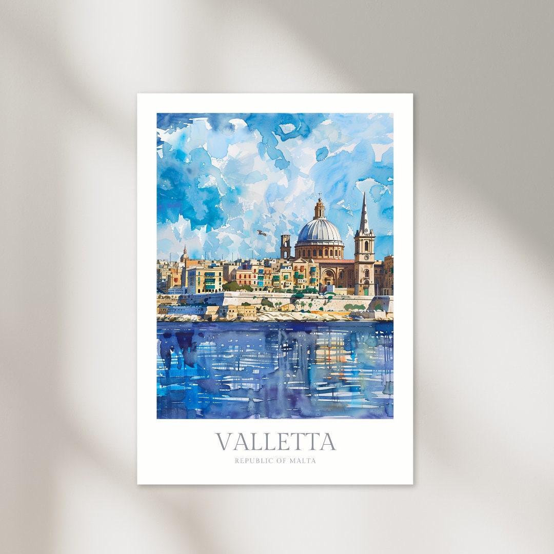 Valletta Malta Watercolor Poster Digital Download Malta Printable Wall ...
