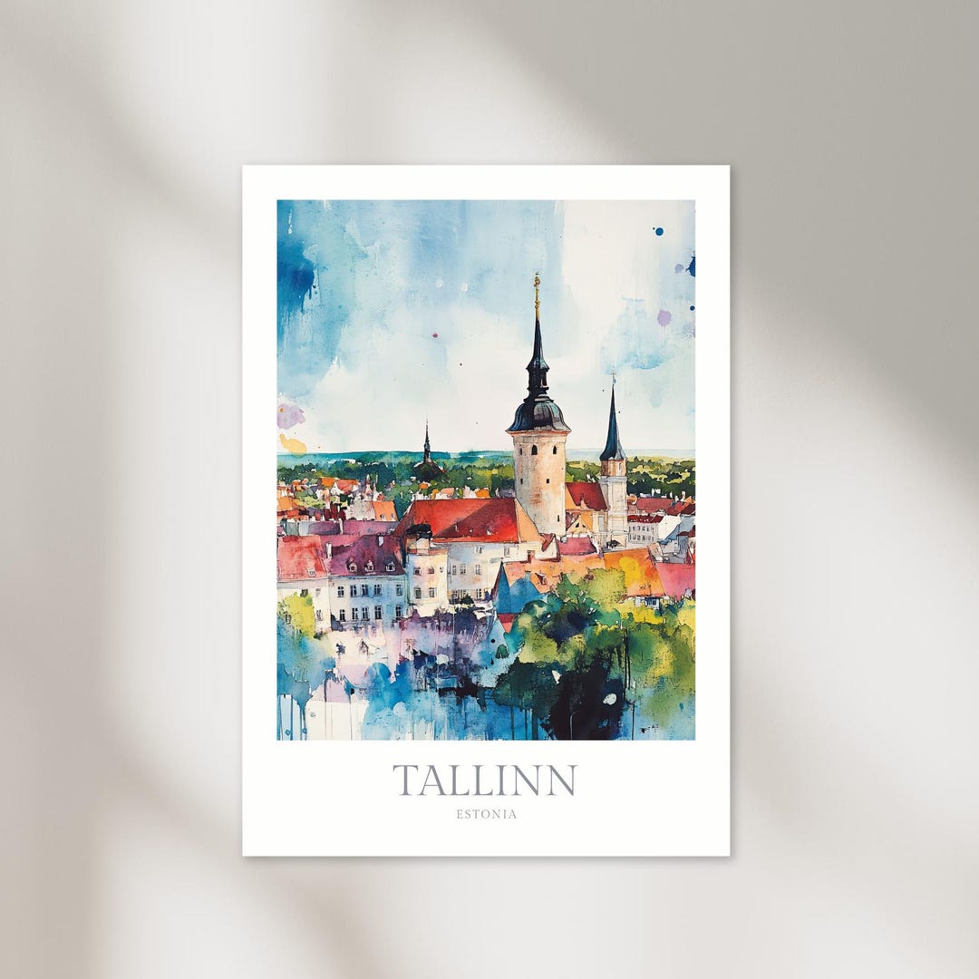 Tallinn Estonia Watercolor Poster Digital Download Tallinn Printable ...