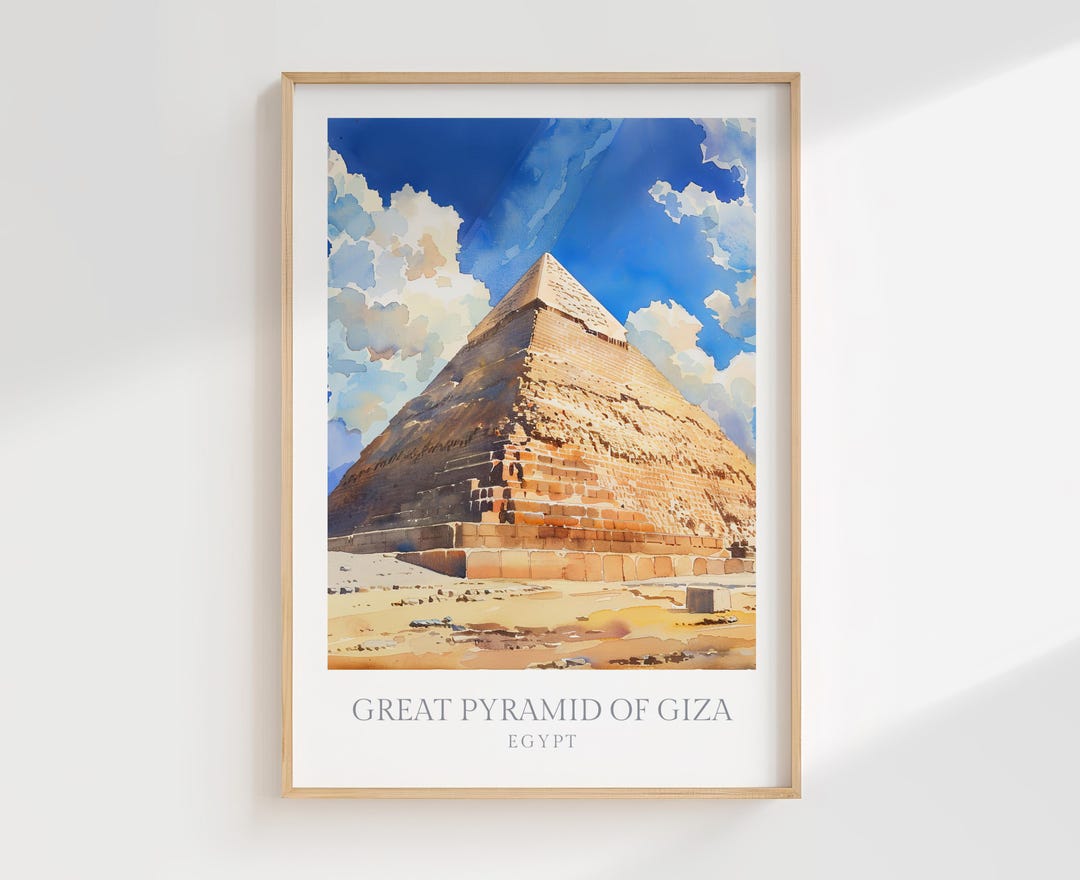 Great Pyramid of Giza Watercolor Poster Digital Download Giza Printable ...