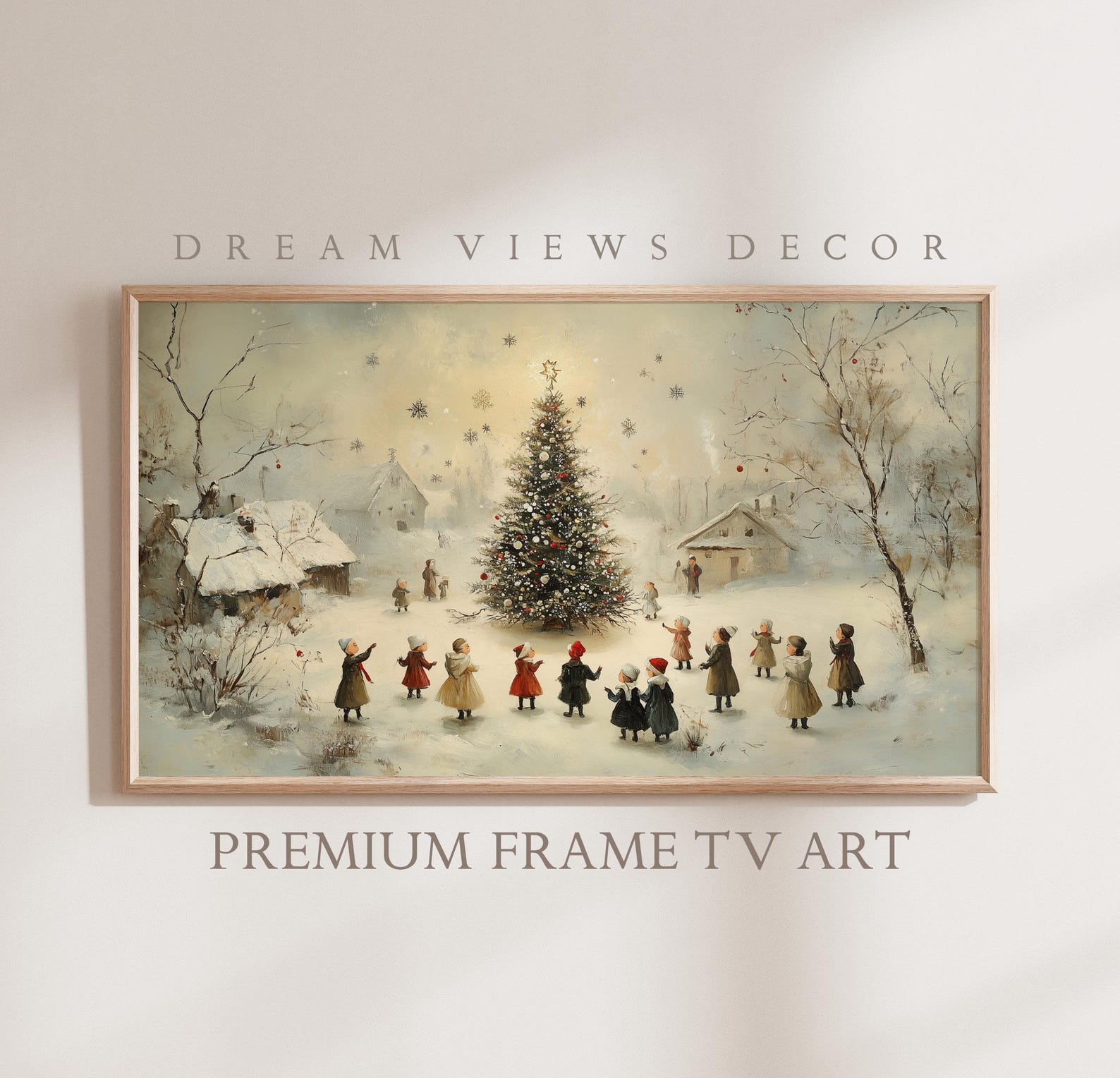 Winter Samsung Frame TV Art Cozy Christmas Village Landscape TV Art ...