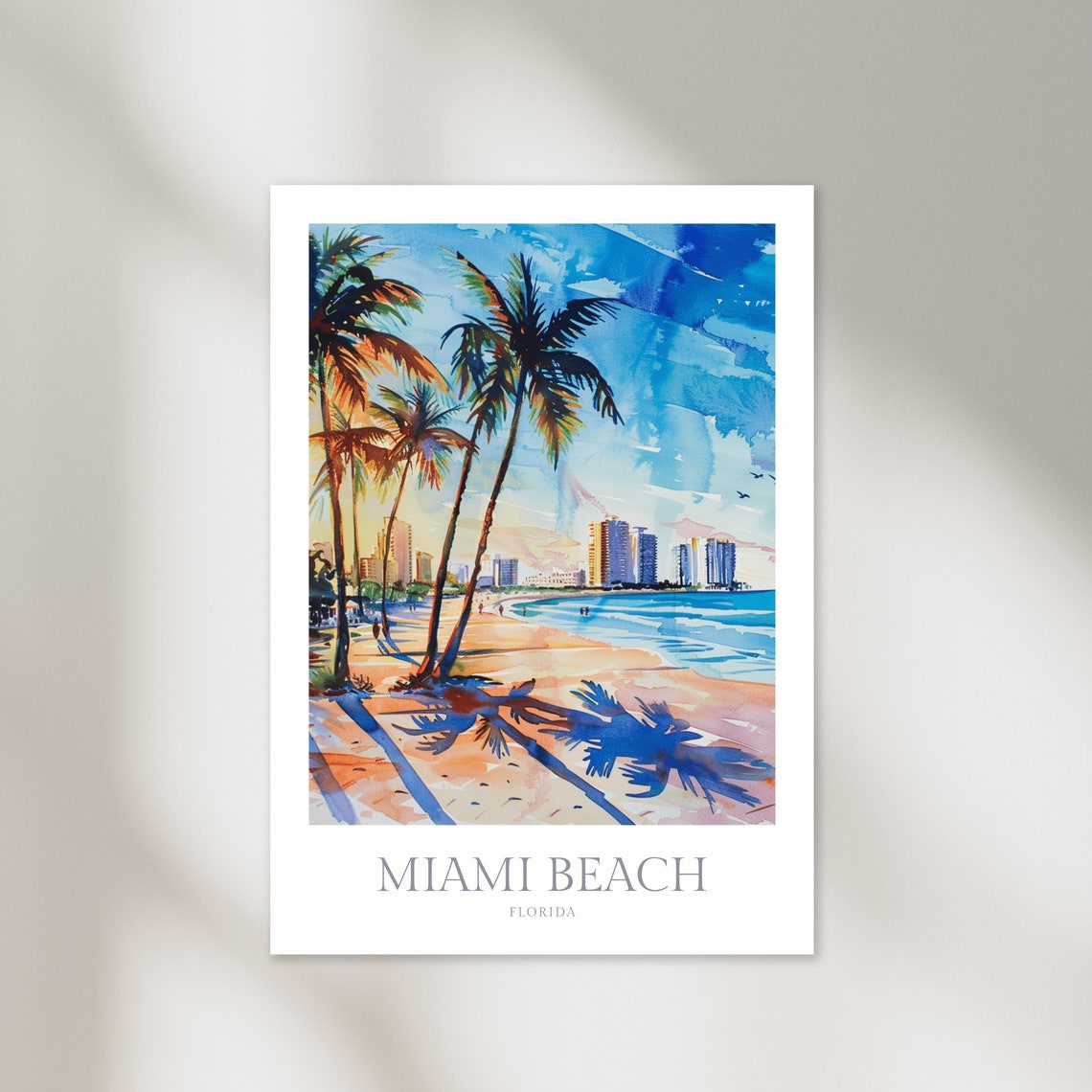 Miami Beach Florida Watercolor Poster Digital Download Printable Wall ...