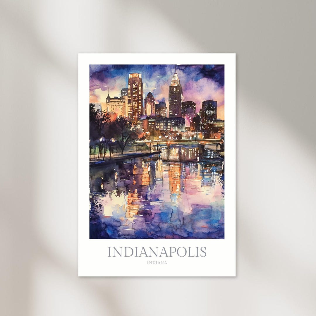 Indianapolis Indiana Watercolor Poster Digital Download Printable Wall ...