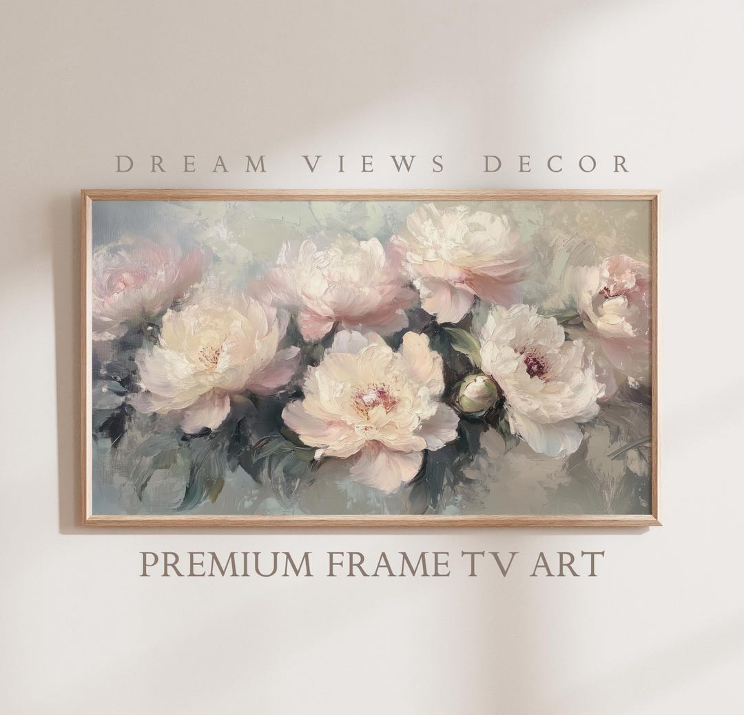 Vintage Peonies Flower Frame TV Art Spring Samsung Frame TV Art Oil ...