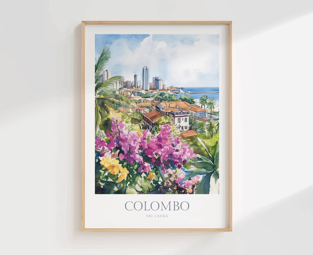 Colombo Sri Lanka Watercolor Art Print, Cityscape View (digital ...