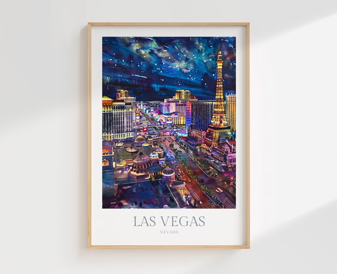 Las Vegas Nevada Watercolor Poster Digital Download Printable Wall Art ...