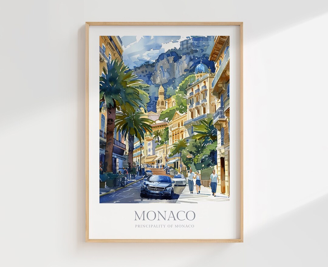 Monaco Watercolor Poster Digital Download Monaco Printable Wall Art ...