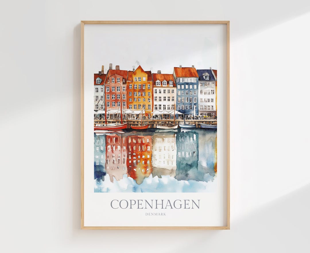 Copenhagen Denmark Watercolor Poster Digital Download Denmark Printable ...