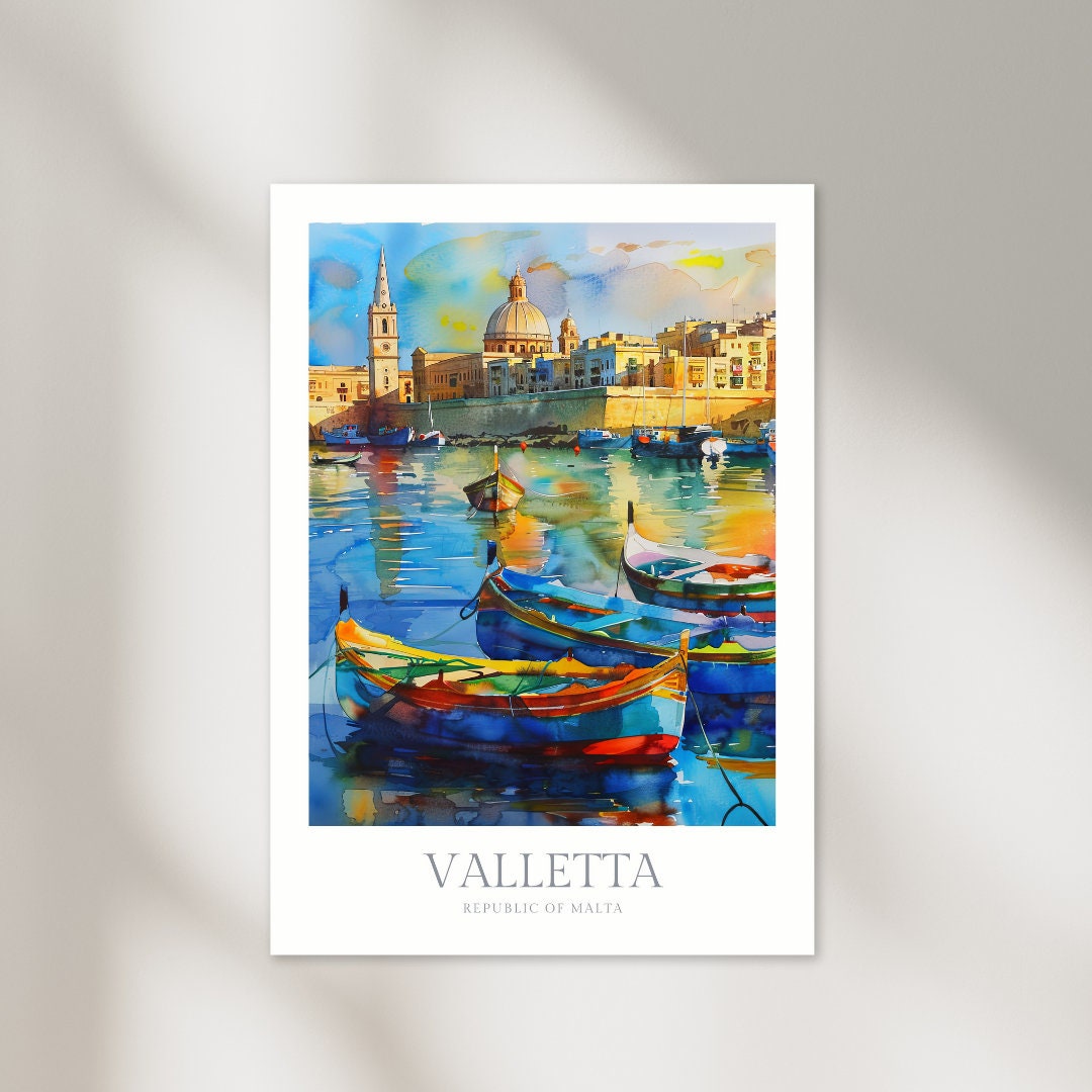 Valletta Malta Watercolor Poster Digital Download Malta Printable Wall ...