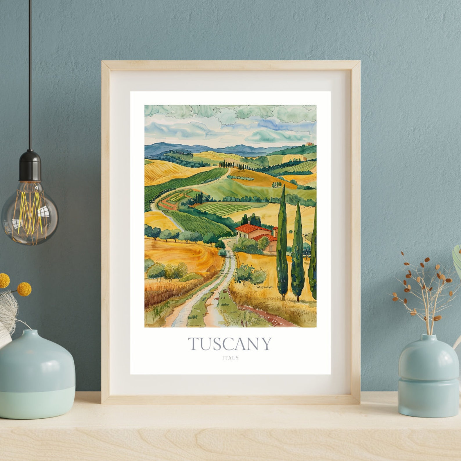 Tuscany Italy Watercolor Poster Digital Download Printable Decor ...