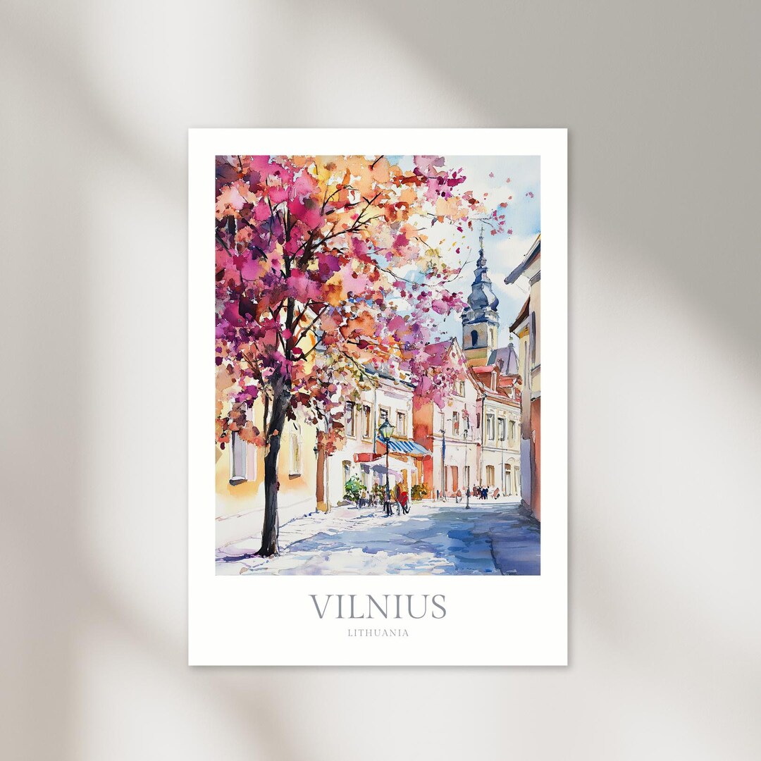 Vilnius Lithuania Watercolor Poster Digital Download Vilnius Printable ...