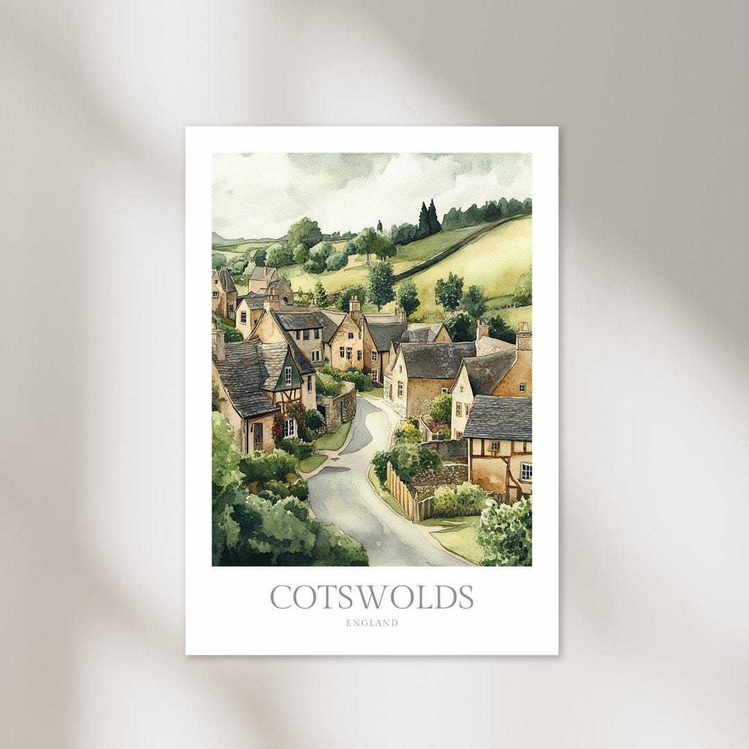 Cotswolds England Watercolor Poster Digital Download Cotswolds Village ...