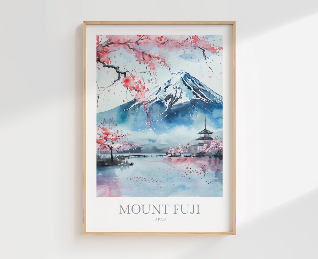 Mount Fuji Japan Watercolor Poster Digital Download Mount Fuji ...