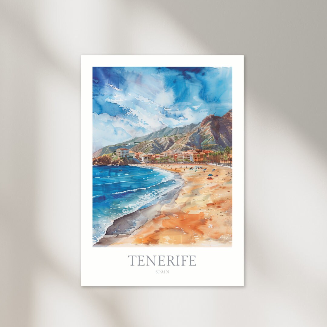 Tenerife Spain Watercolor Poster Digital Download Tenerife Printable ...