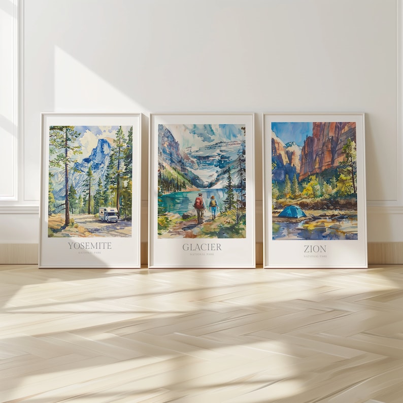 US National Parks Set Watercolor Poster Digital Download Printable Wall ...