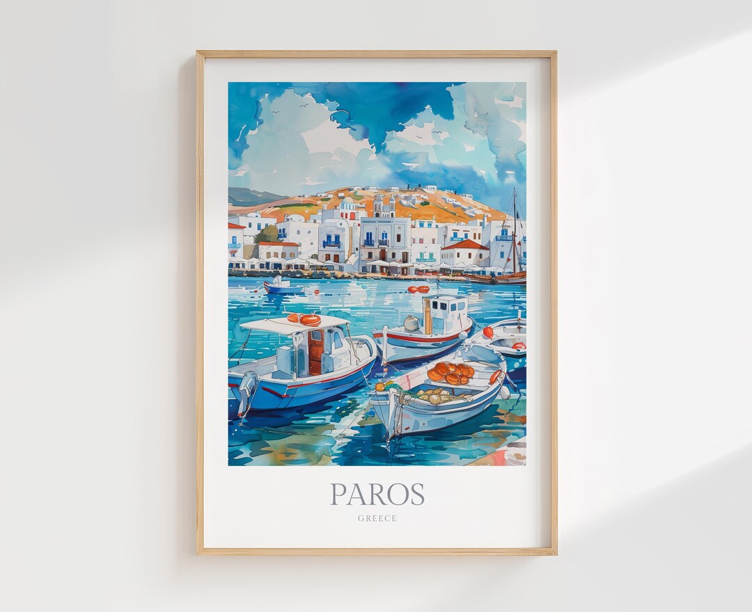 Paros Greece Watercolor Poster Digital Download Paros Printable Wall ...