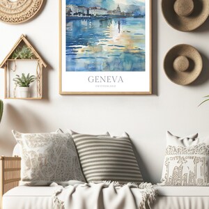 Geneva Switzerland Watercolor Poster Geneva Digital Download Printable ...